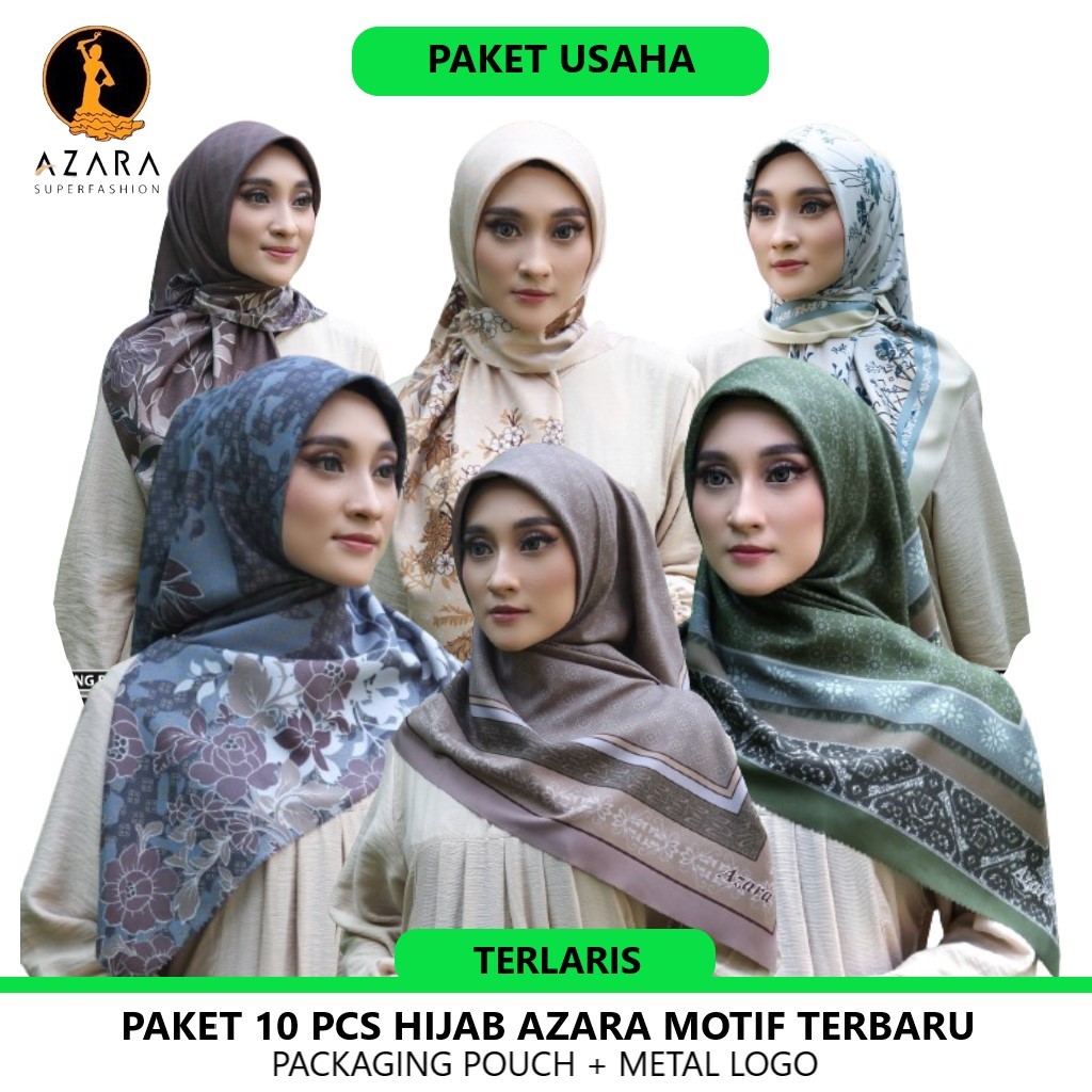Jual Paket Isi 10 Hijab Segi Empat Azara Oskara Motif Laser Cut Packing ...