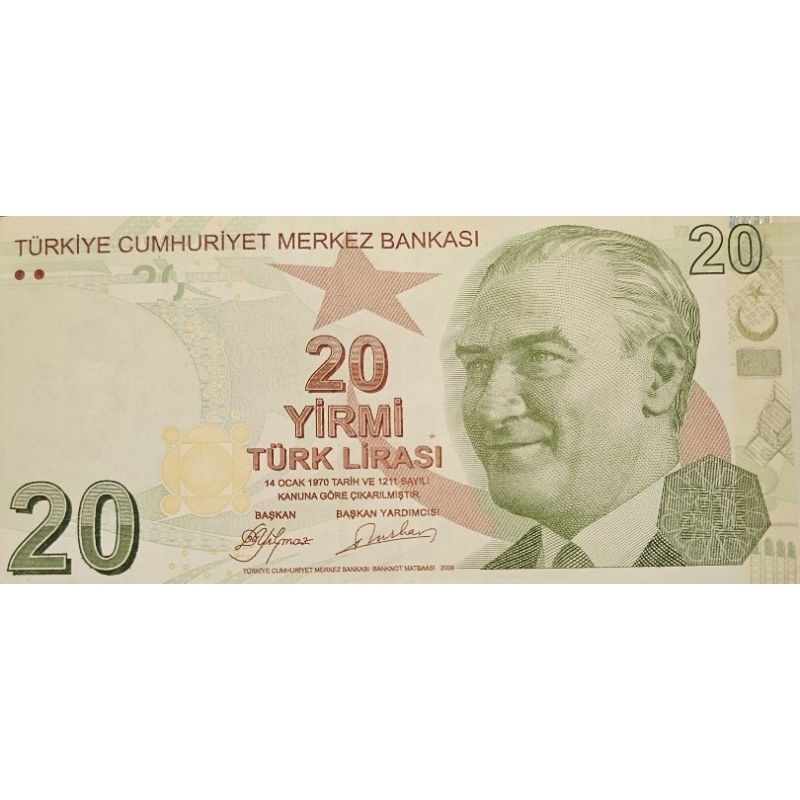 Jual Uang Asing Negara Turkey Turki 20 Lira tahun 2009 Kondisi Kertas ...