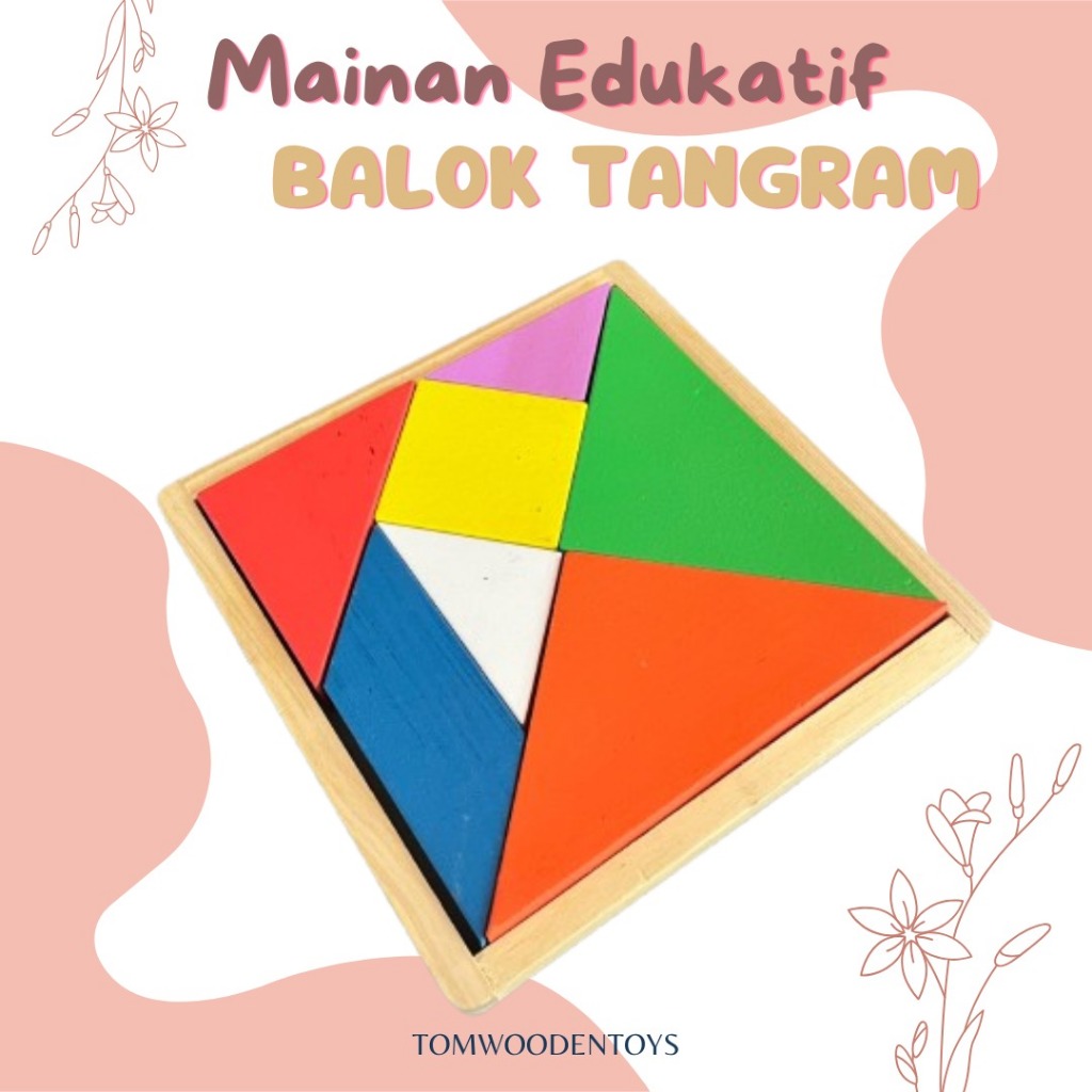 Jual balok tangram mainan edukatif anak tk paud mainan montessori ...