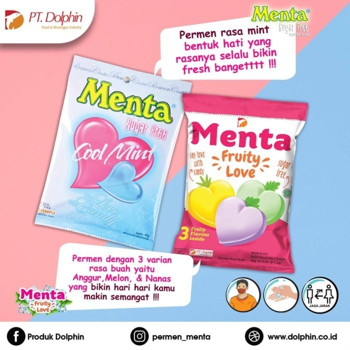 Jual MENTA SUGAR FREE COOL MINT / FRUITY LOVE PERMEN BEBAS GULA 60gr ...