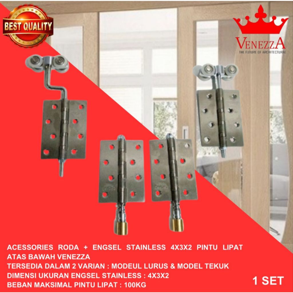 Jual Acessories Roda Rel Gantung+Engsel Stainless Pintu Lipat Sliding ...