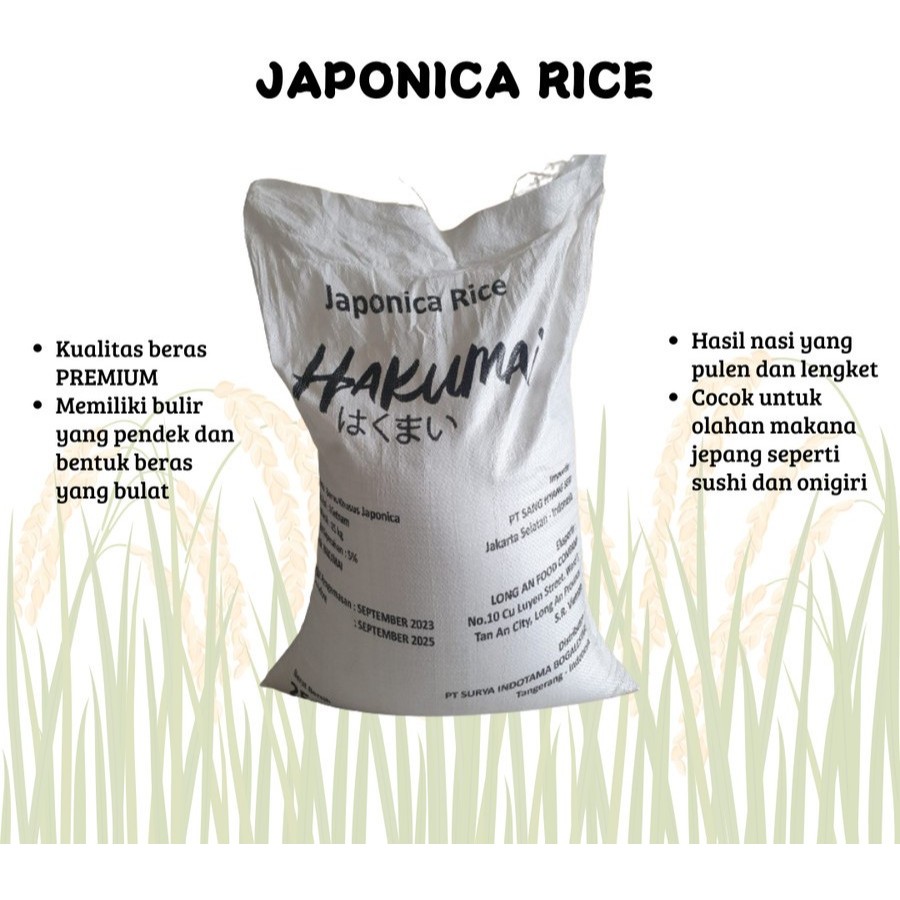 Jual Beras Jepang Sushi Japonica HAKUMAI kemasan Repack 5kg | Shopee ...