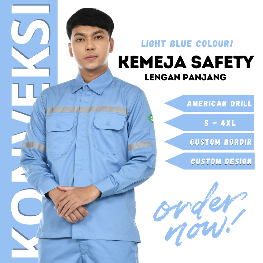 Jual Baju Kemeja Safety K3 Lengan Panjang - Seragam Kerja Atasan ...
