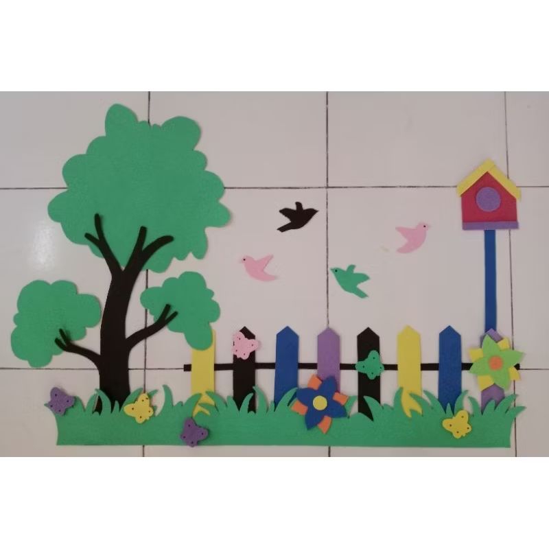 Jual 1 set hiasan dinding (80cm x 120cm) spon eva Pagar Rumput Bunga ...