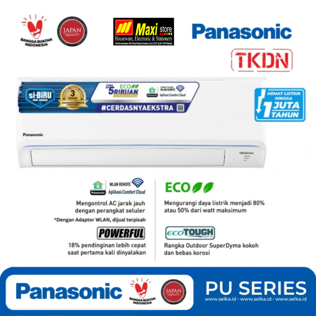 Jual PANASONIC PU5AKJ AC SPLIT 1/2 PK INVERTER-Maxistore | Shopee Indonesia