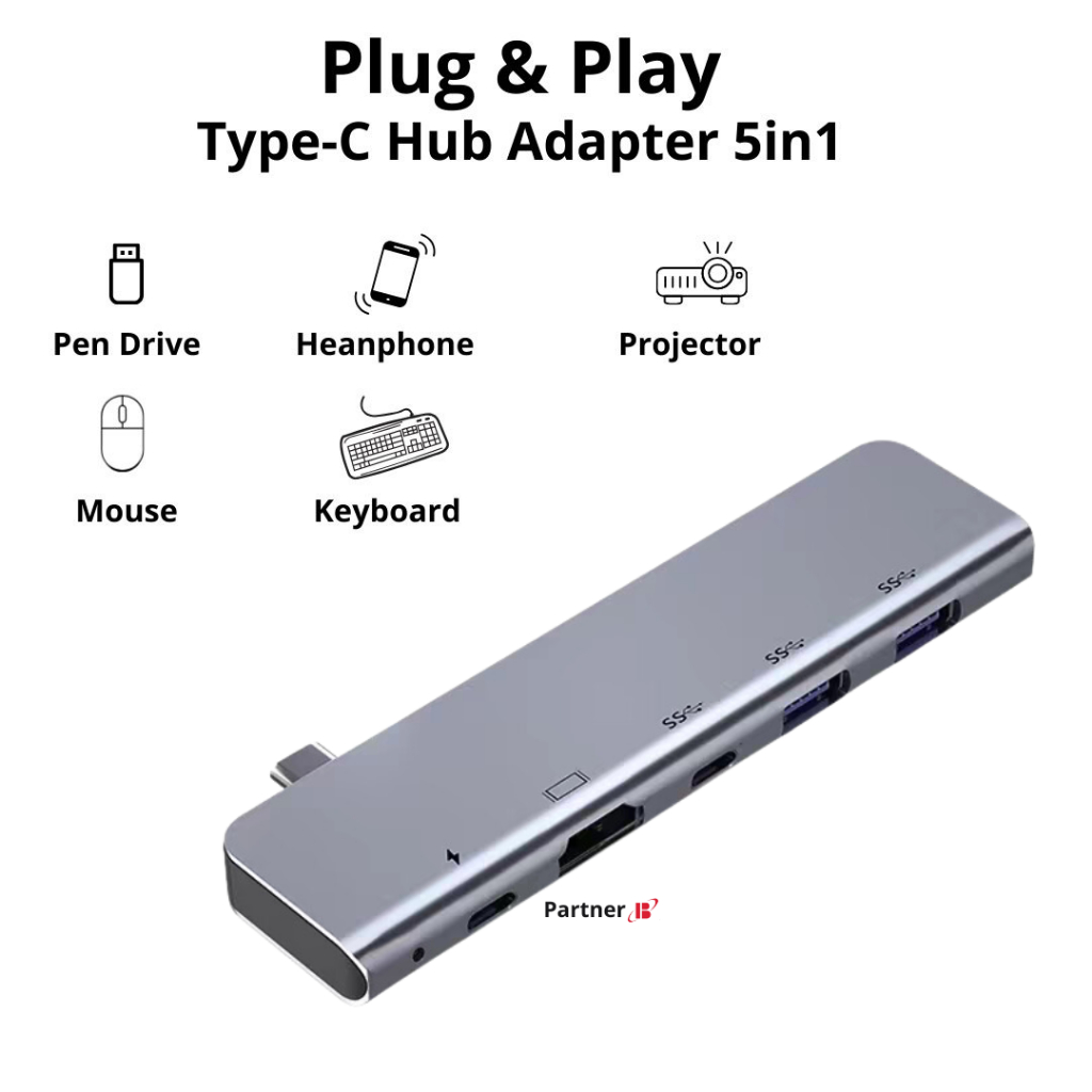 Jual Adapter TYPE HUB Macbook 5in1 L/HUB Macbook 5in1 Multi Port USB ...