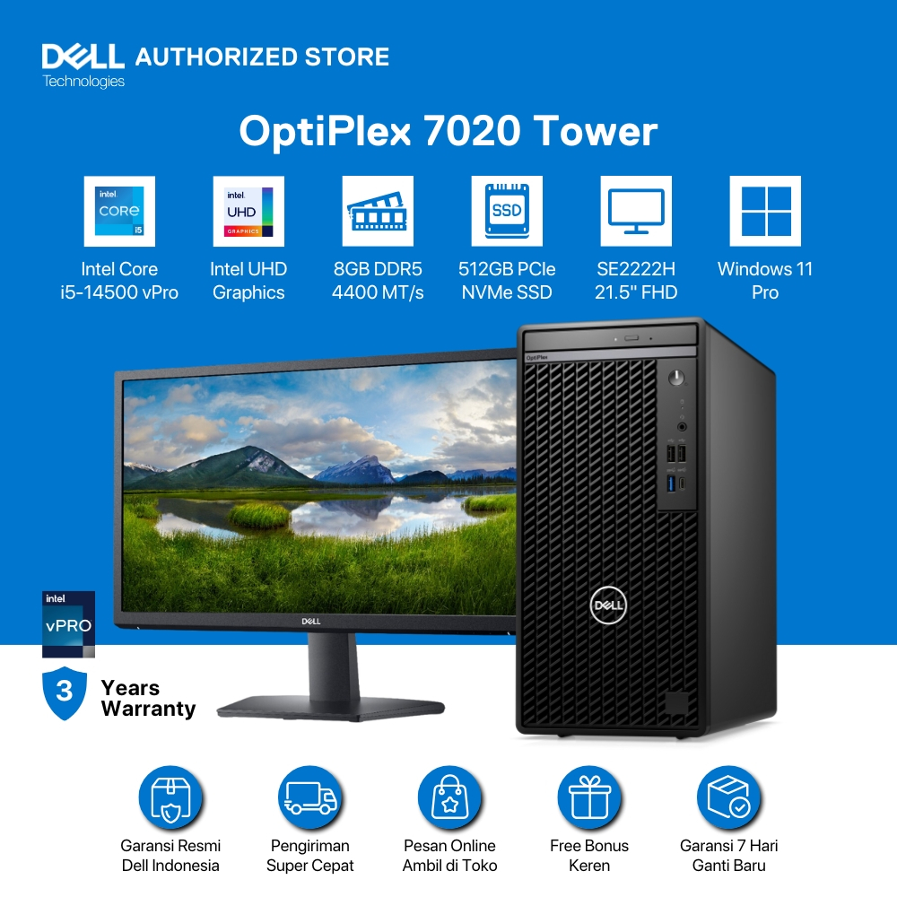 Jual Dell Optiplex 7020 Tower [Ci5-14500 vPro-8GB-512GB-UMA-W11P ...