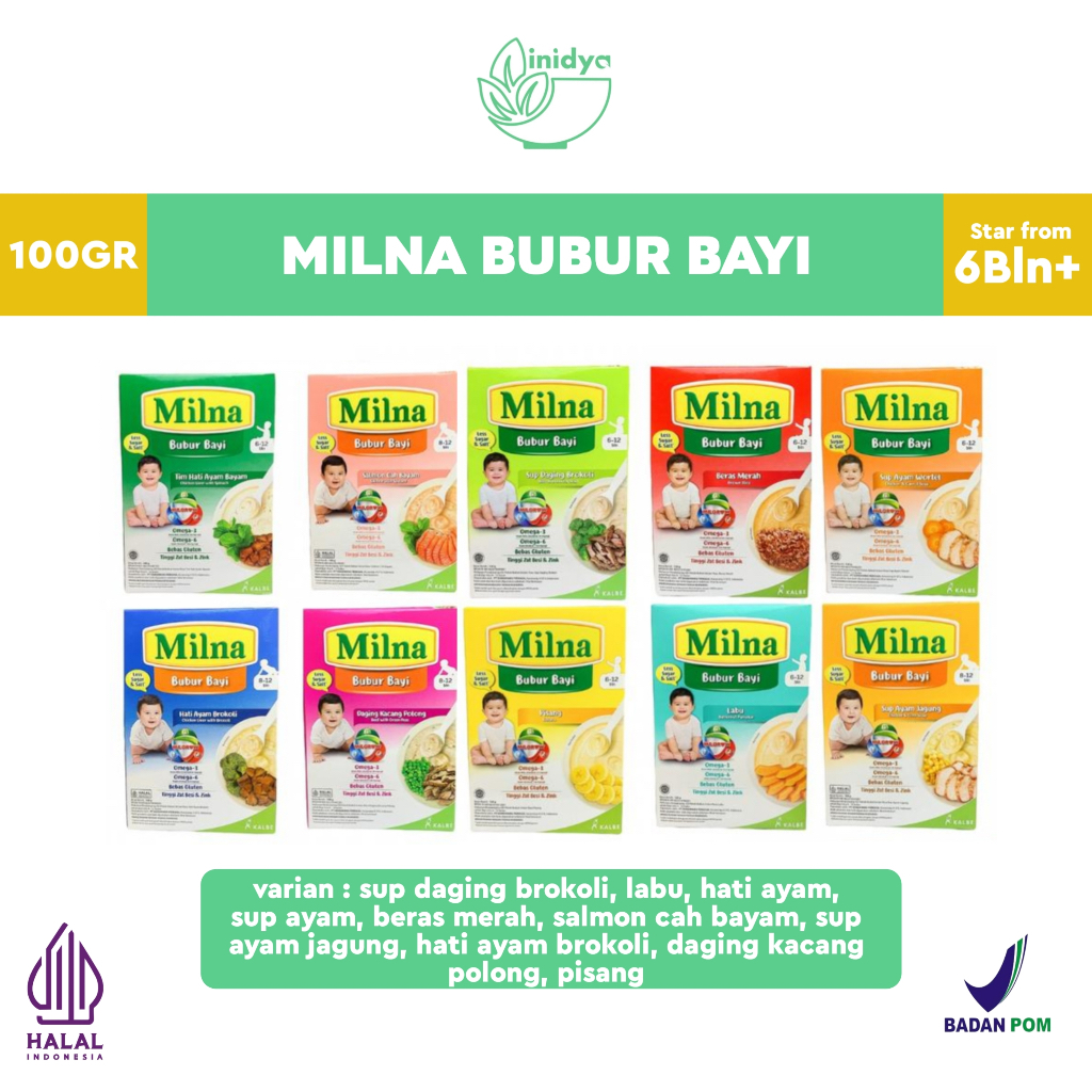 Jual MILNA Bubur Bayi 100gr | Bubur Mpasi Bayi Instan | Makanan Bayi 6 ...
