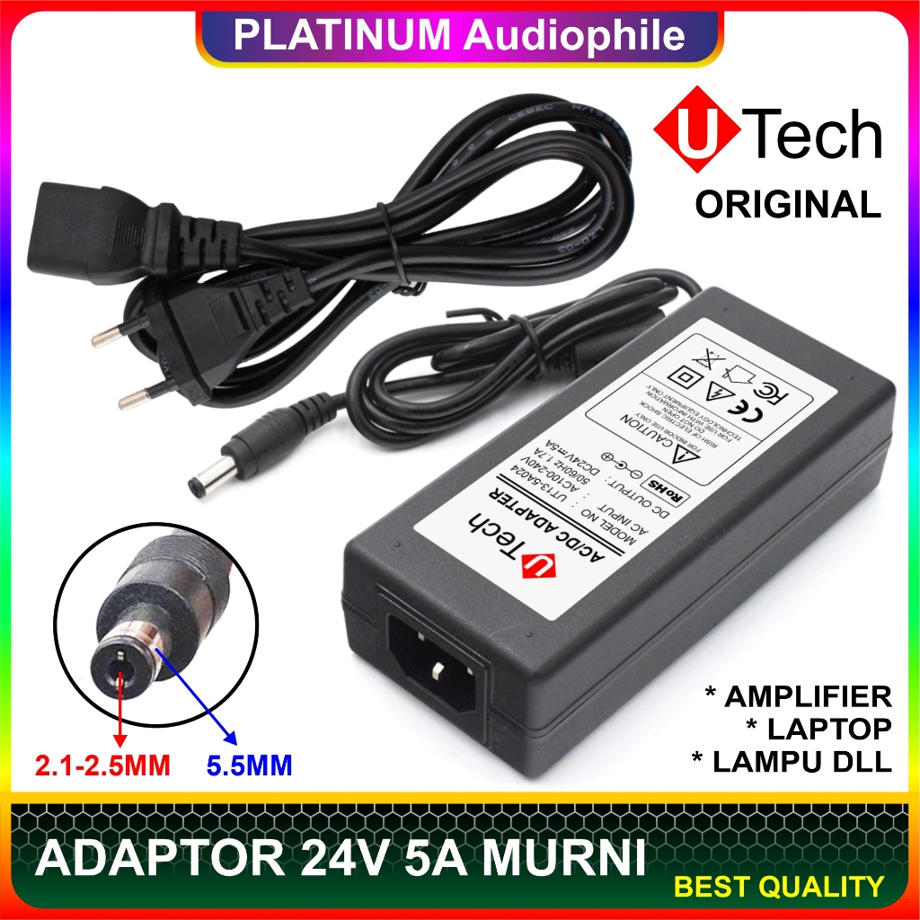 Jual ADAPTOR 24V 5A AC DC Adapter Power Supply Lampu Led Strip Media ...