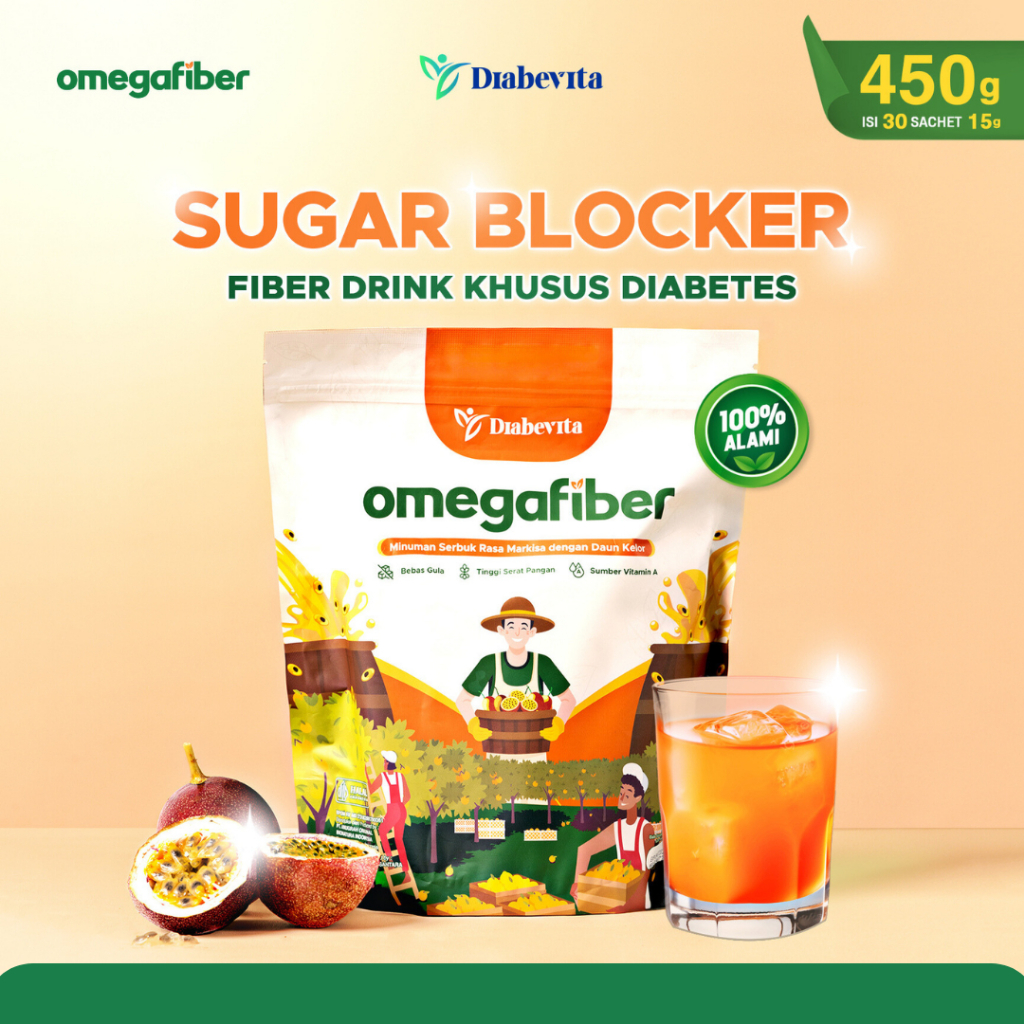 Jual Omega Fiber 1 Pouch (Isi 30 sachet) Diabevita Omega Fiber Drink ...