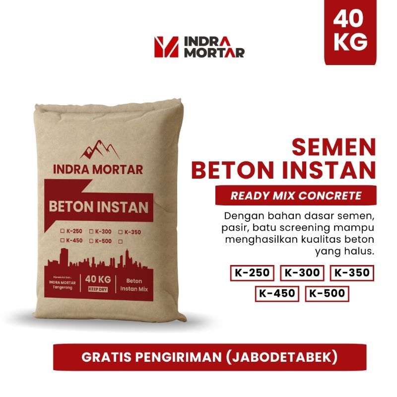 Jual Semen Instan Mortar | Beton Instan K-250, K-300, K-350, K400, K500 | Indra Mortar | Shopee ...
