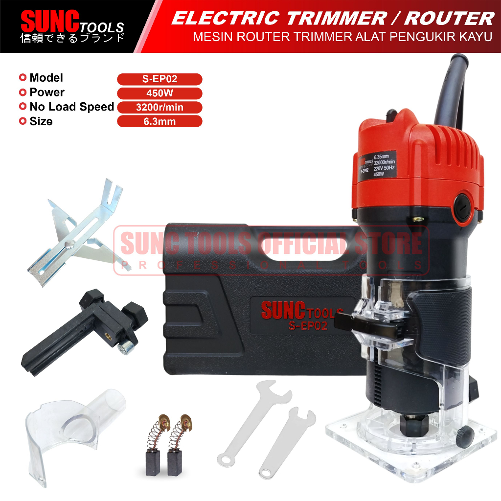 Jual Mesin Router Trimmer Alat Pengukir Kayu 6.35mm SUNC TOOLS | Shopee ...