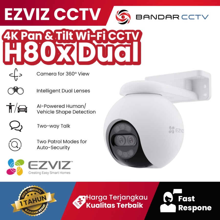 Jual Ezviz H80x Dual 8MP + 2MP Pan & Tilt Wi-Fi Smart Outdoor Camera 4K ...