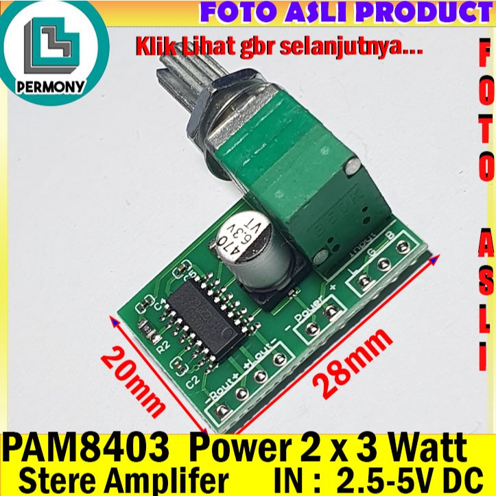Jual PAM8403 Stereo Amplifier 2x3W mini PAM 8403 2x3 Watt | Shopee ...