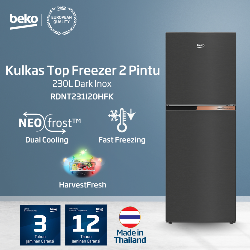 Jual Beko Kulkas 2 Pintu RDNT231I20HFK - Kapasitas 230liter Non-Inverter EER 2Star Freezer -18C ...