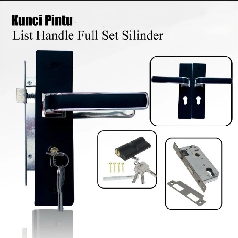 Jual Handle pintu rumah/ Kamar/ Kantor set kunci 1 pintu ukuran panjang ...