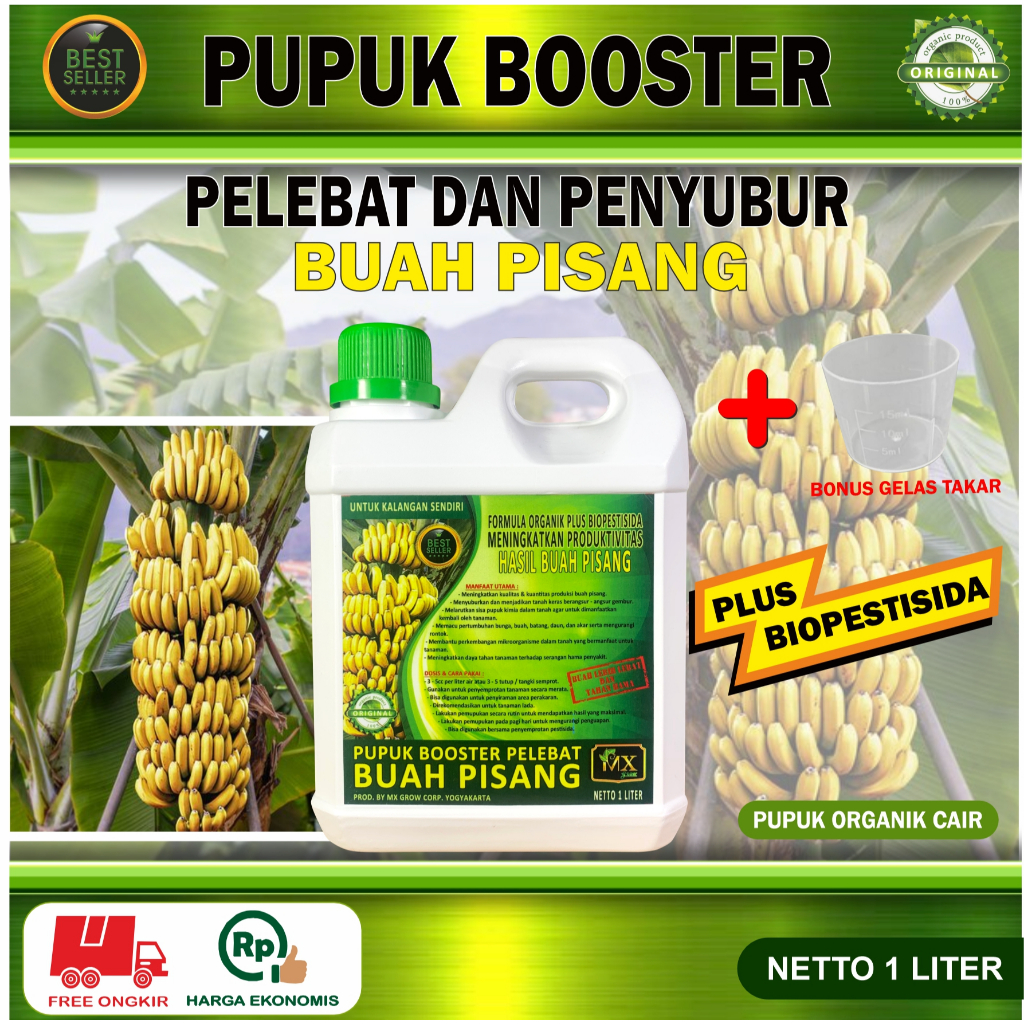 Jual Pupuk Organik Cair Pelebat Penyubur BUAH PISANG 1 Liter / Booster BUAH PISANG / Pupuk Rabuk ...