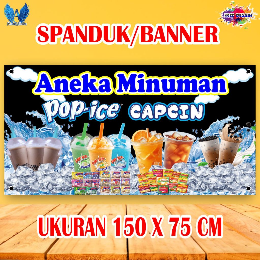 Jual Spanduk Banner ANEKA MINUMAN POP ICE CAPCIN Costom Desain | Shopee ...