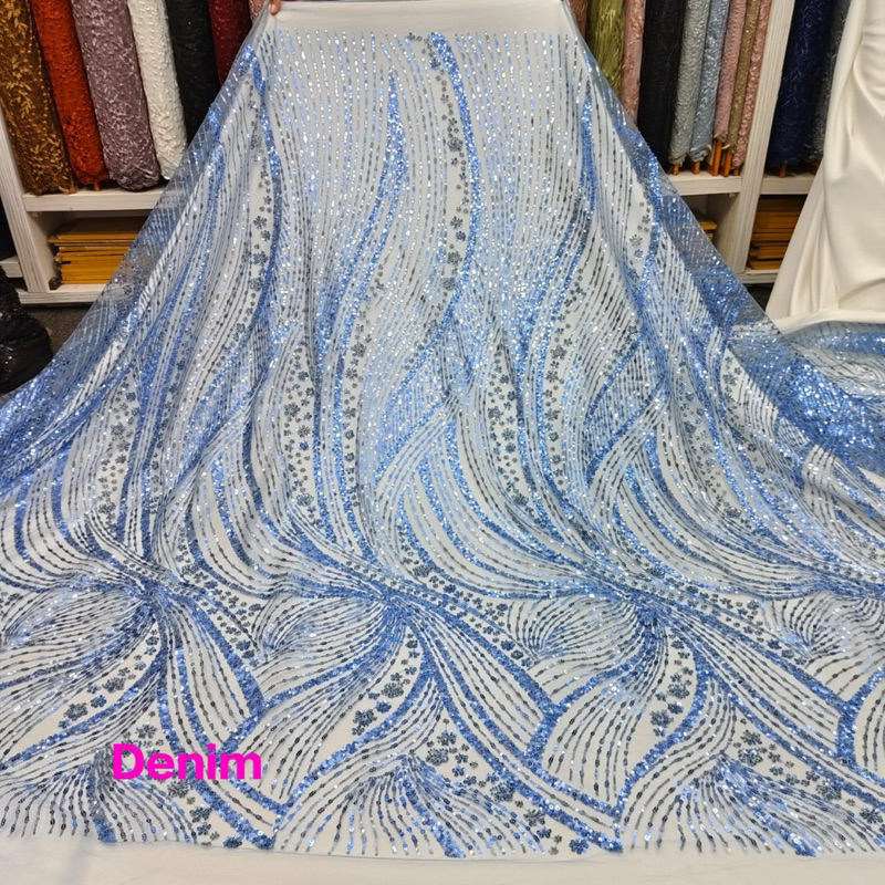Jual (COD)kain tulle salur full payet soroschi diamond/bahan kebaya ...