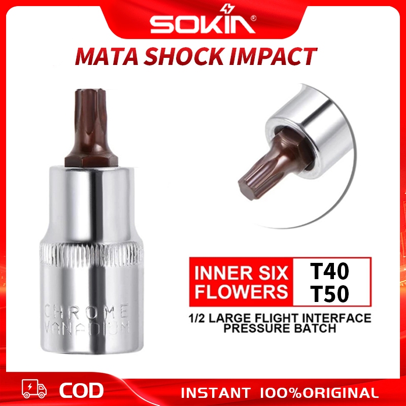 Jual SOKIN Tools 1/2'' Mata Kunci Shock Bintang T40 T45 Mata hexagonal ...