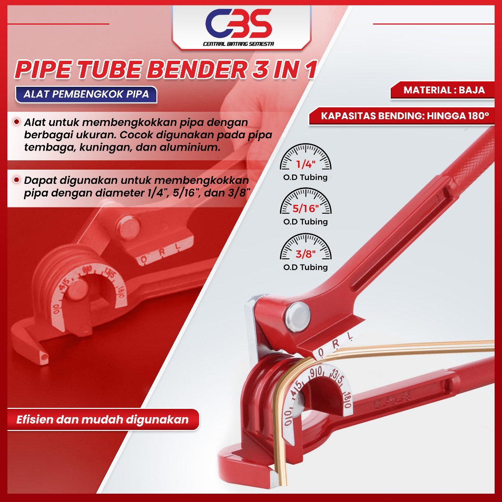 Jual Alat Pembengkok Pipa Tembaga Tube Bender 3 in 1 Membengkokkan Pipa ...
