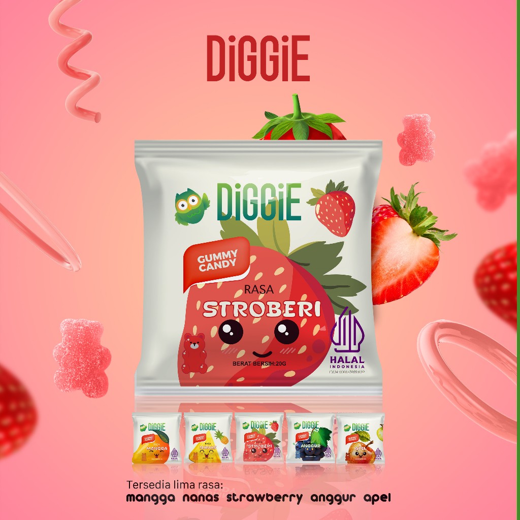 Jual [HALAL] Permen Gummy 5 Bungkus Rasa Strawberry | Shopee Indonesia