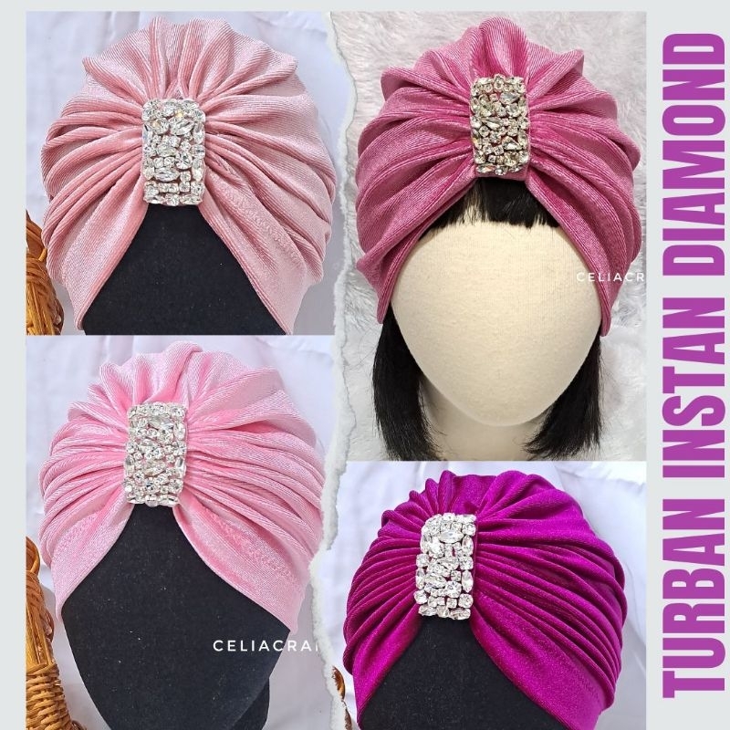 Jual Turban Diamond (Part 1 Beludru) Turban Instan | Shopee Indonesia