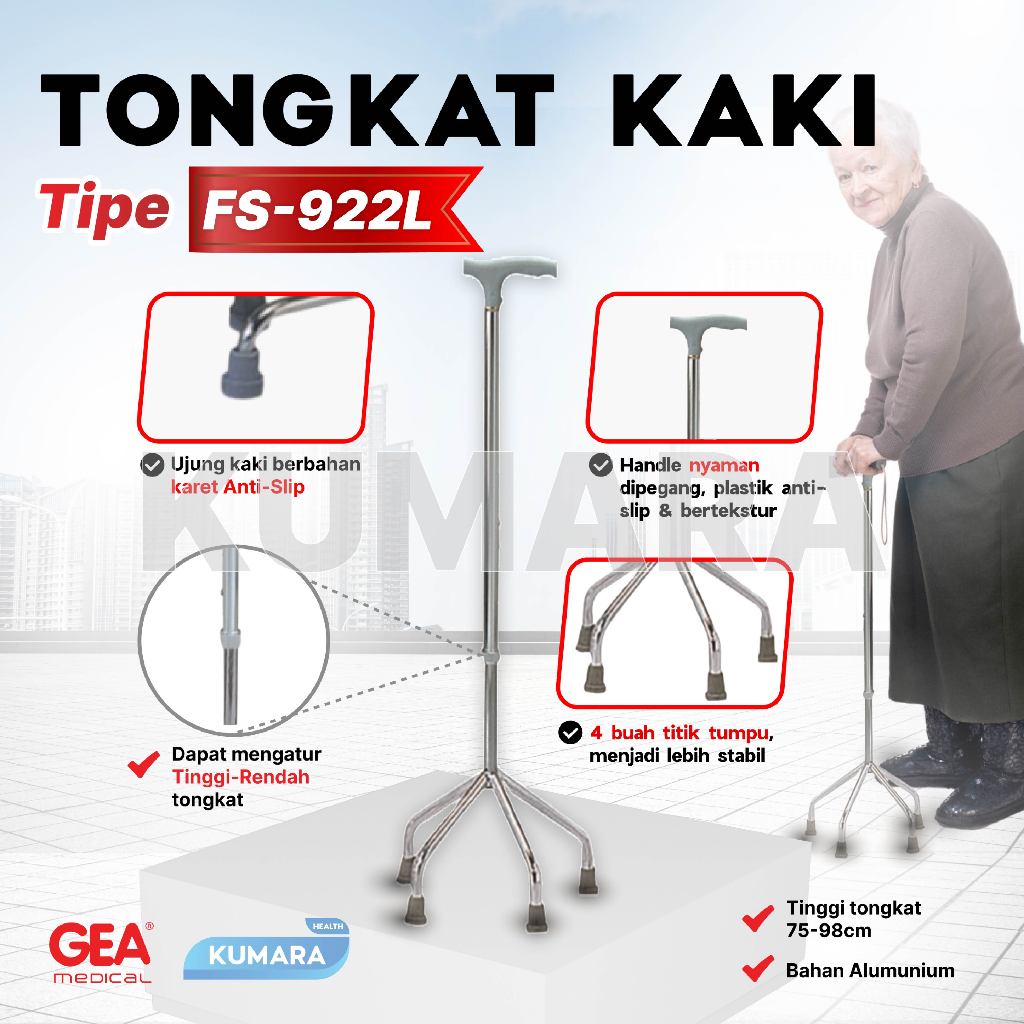 Jual GEA - Tongkat Kaki Pyramid 4 FS 922 / Alat Bantu Jalan | Shopee Indonesia