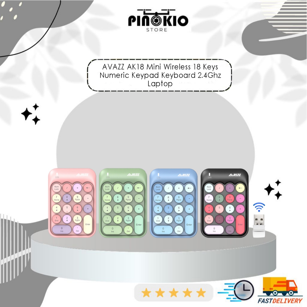 Jual B18 AVAZZ AK18 Mini Wireless 18 Keys Numeric Keypad Keyboard 2 ...