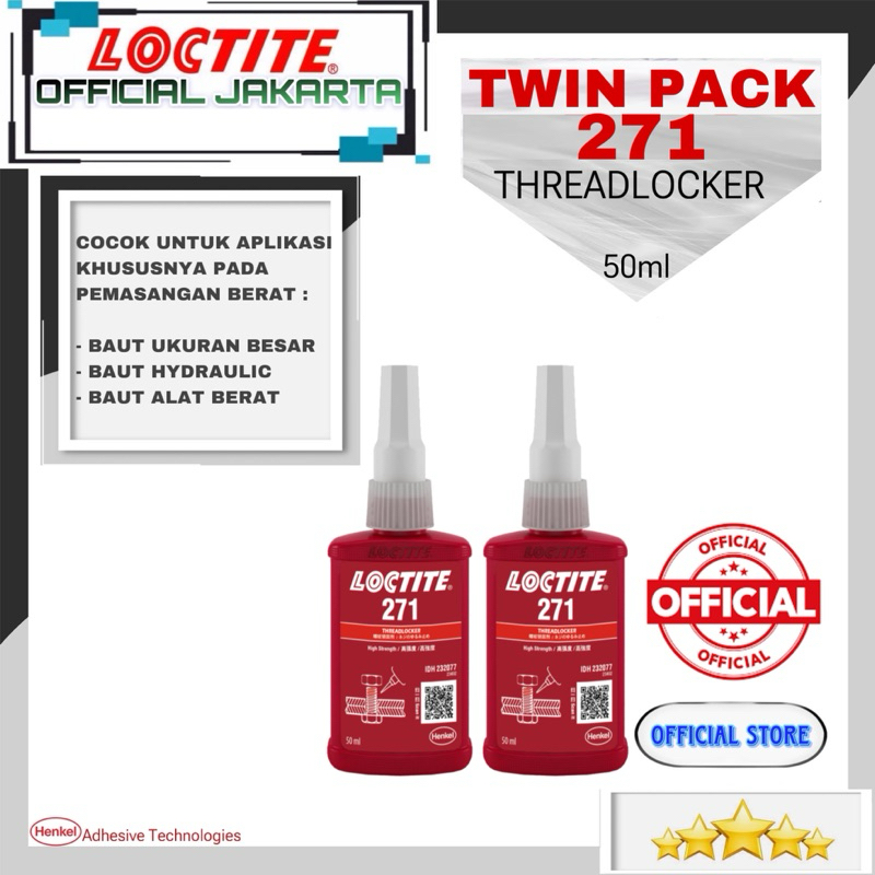 Jual 271 Threadlocker Lem Baut 50 ml Twin Pack Lem Baut 271 50ml ...