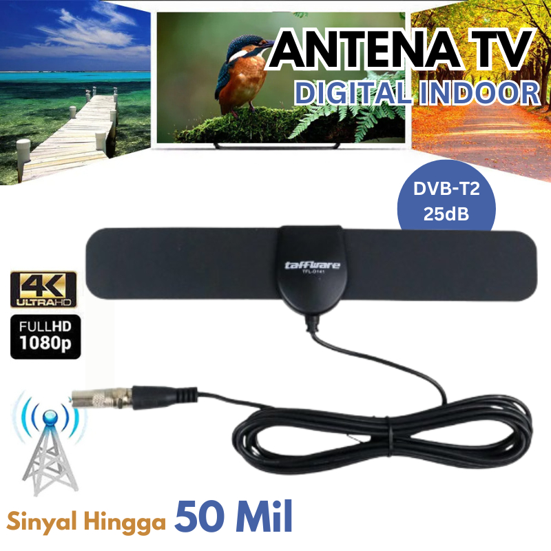Jual Antena TV Digital Indoor DVB-T2 High Gain 25dB Signal Booster ...