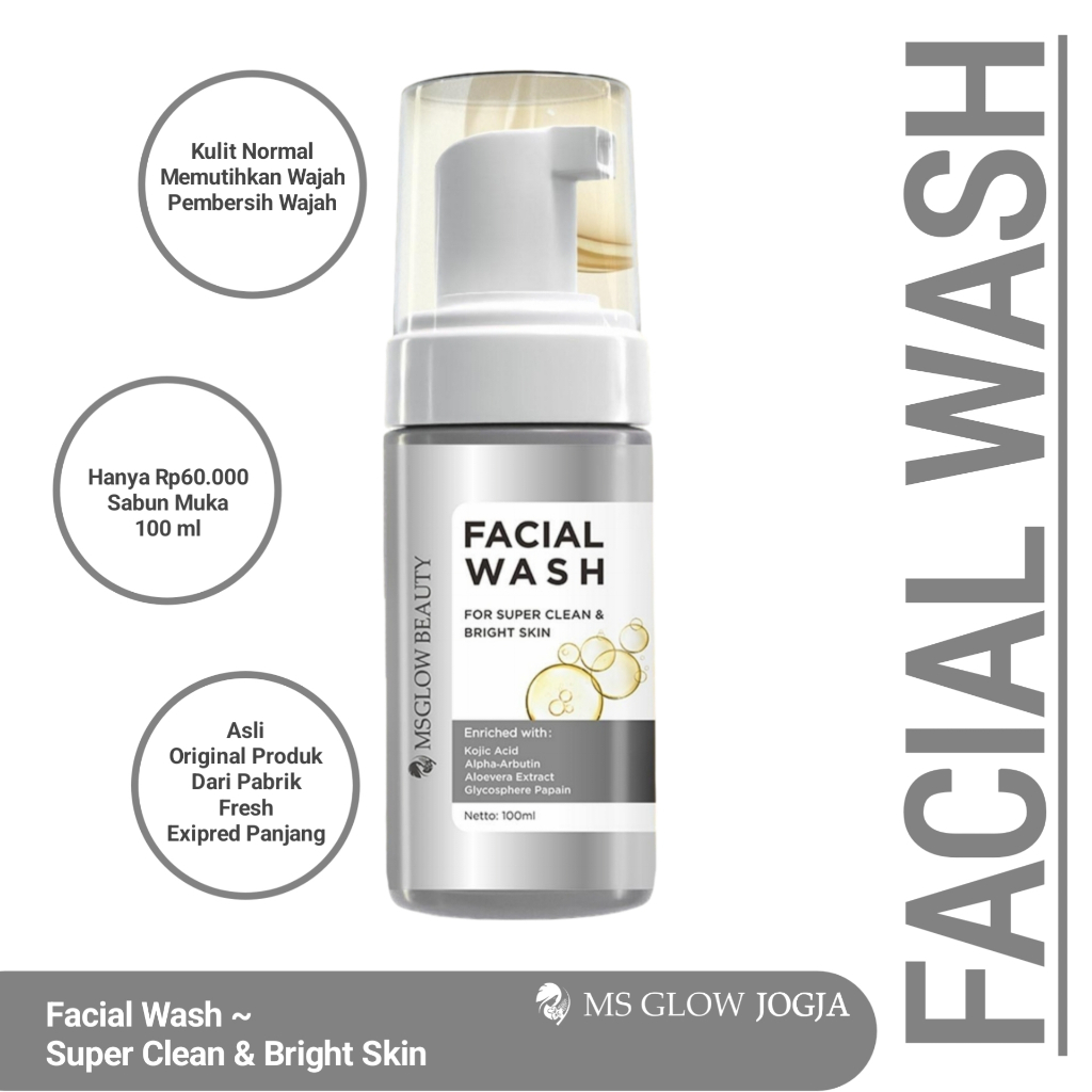 Jual BRIGHT SKIN Facial Wash Ms Glow Original Sabun Cuci Muka 100ml ...