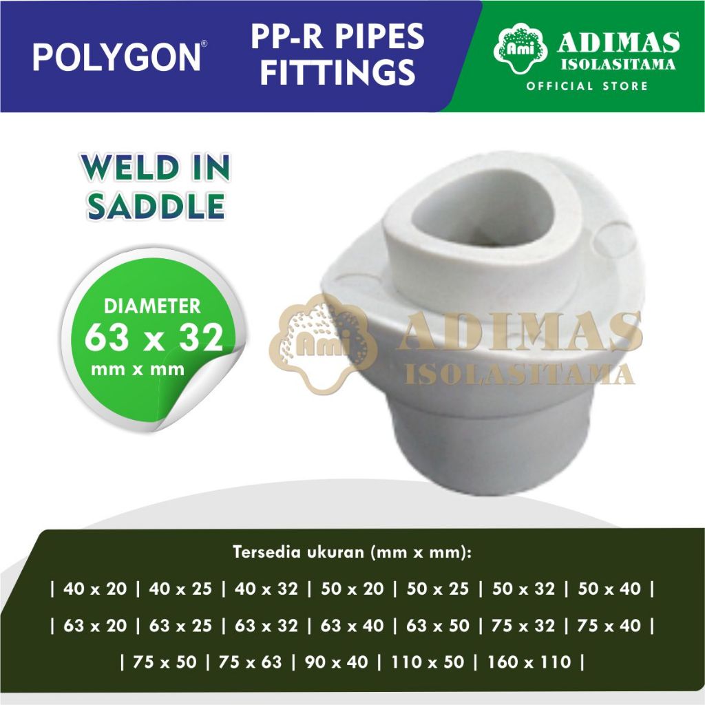 Jual Fitting PPR Polygon Weld In Saddle Diameter 63 mm x 32 mm ...