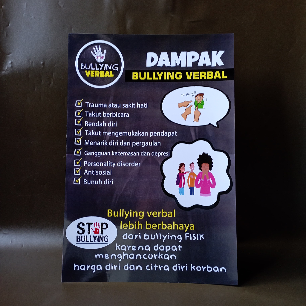 Jual Poster Stop Bullying | Dampak Bahaya Bullying Verbal | Poster Stop Perundungan | Edukasi ...