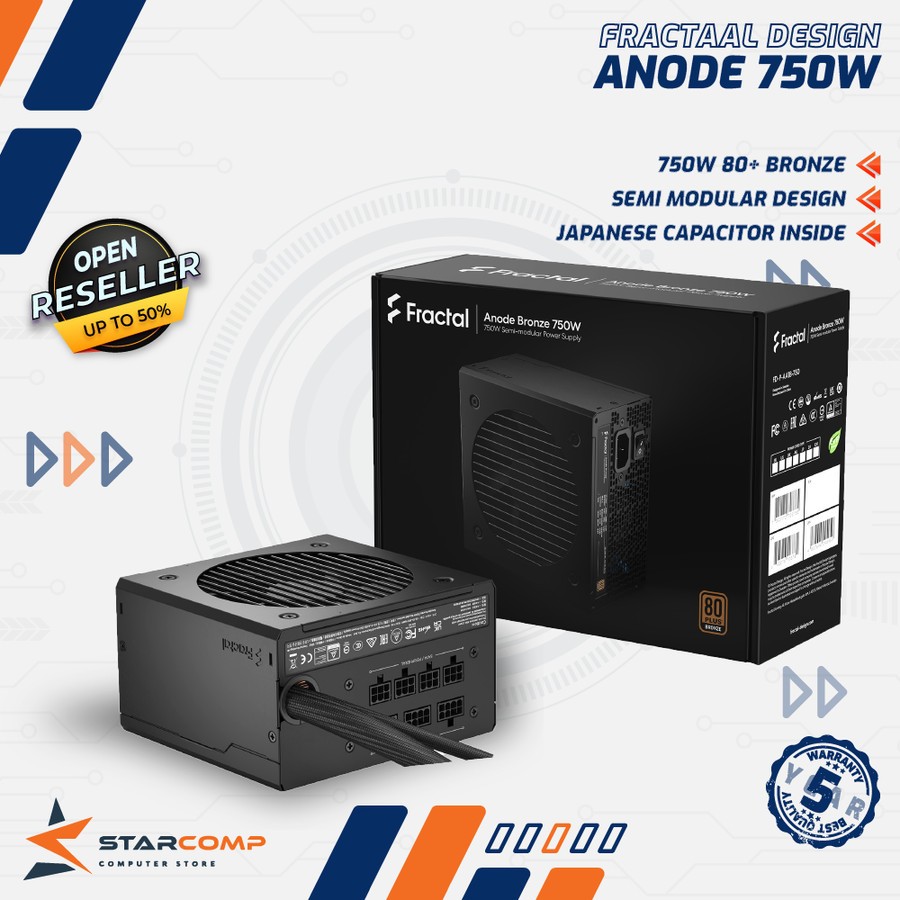 Jual Fractal Design Anode 750w 80 Bronze Semi Modular Psu Shopee