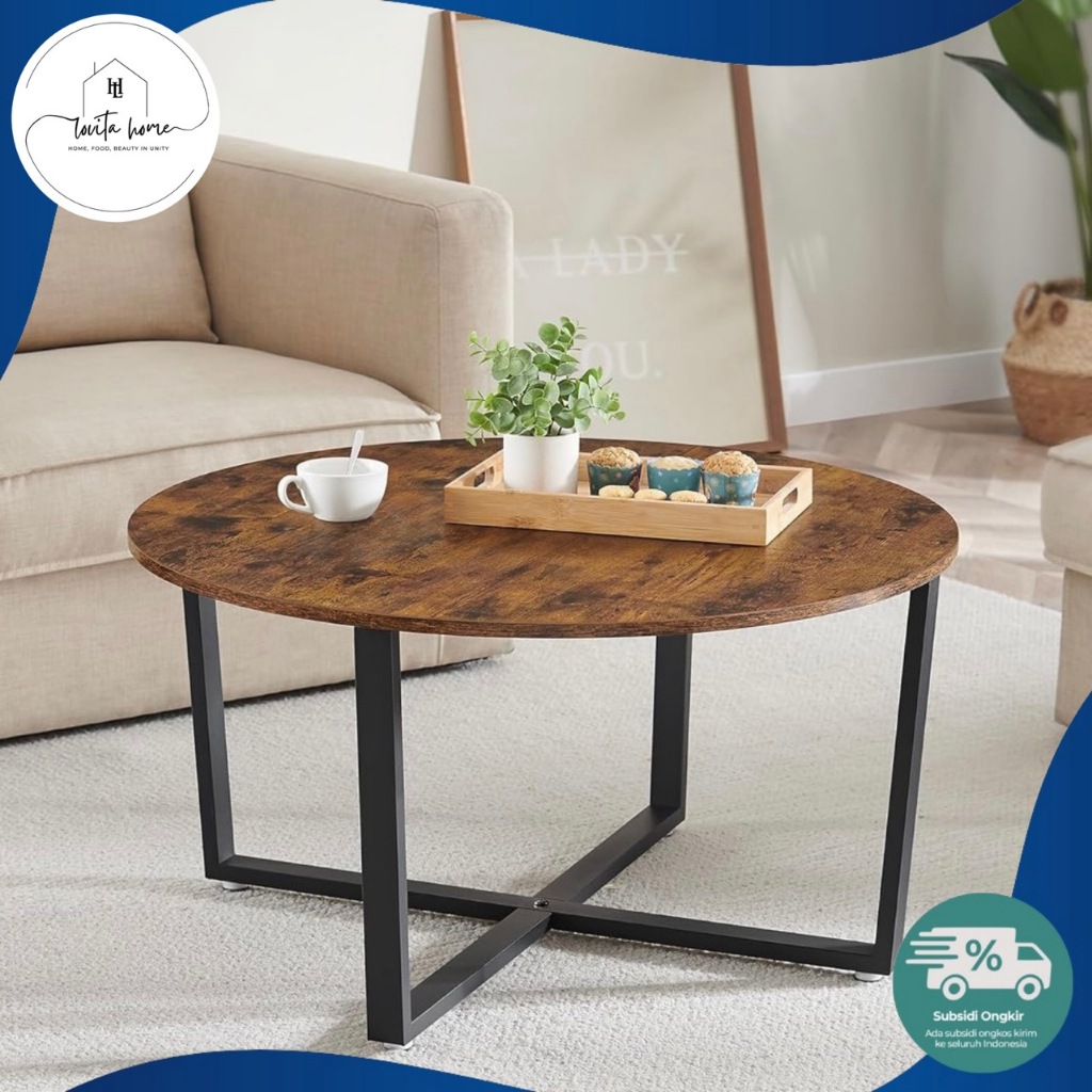 Jual Meja Tamu Bulat Kayu Rustic / Meja Tamu Minimalis / Coffee Table ...