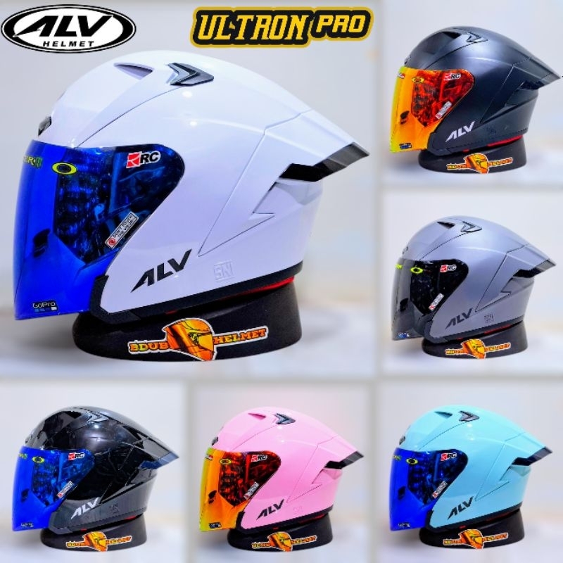 Jual Helm Half Face ALV Ultron PRO white paket ganteng visor iridium ...