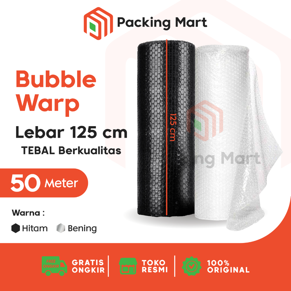 Jual Bubble Wrap Packing PREMIUM Hitam Bening 125 cm x 50 m | Shopee Indonesia