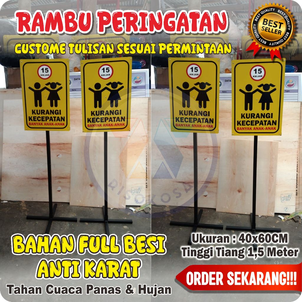 Jual PLANG + TIANG BESI | RAMBU HATI-HATI BANYAK ANAK KECIL / SIGNAGE ...