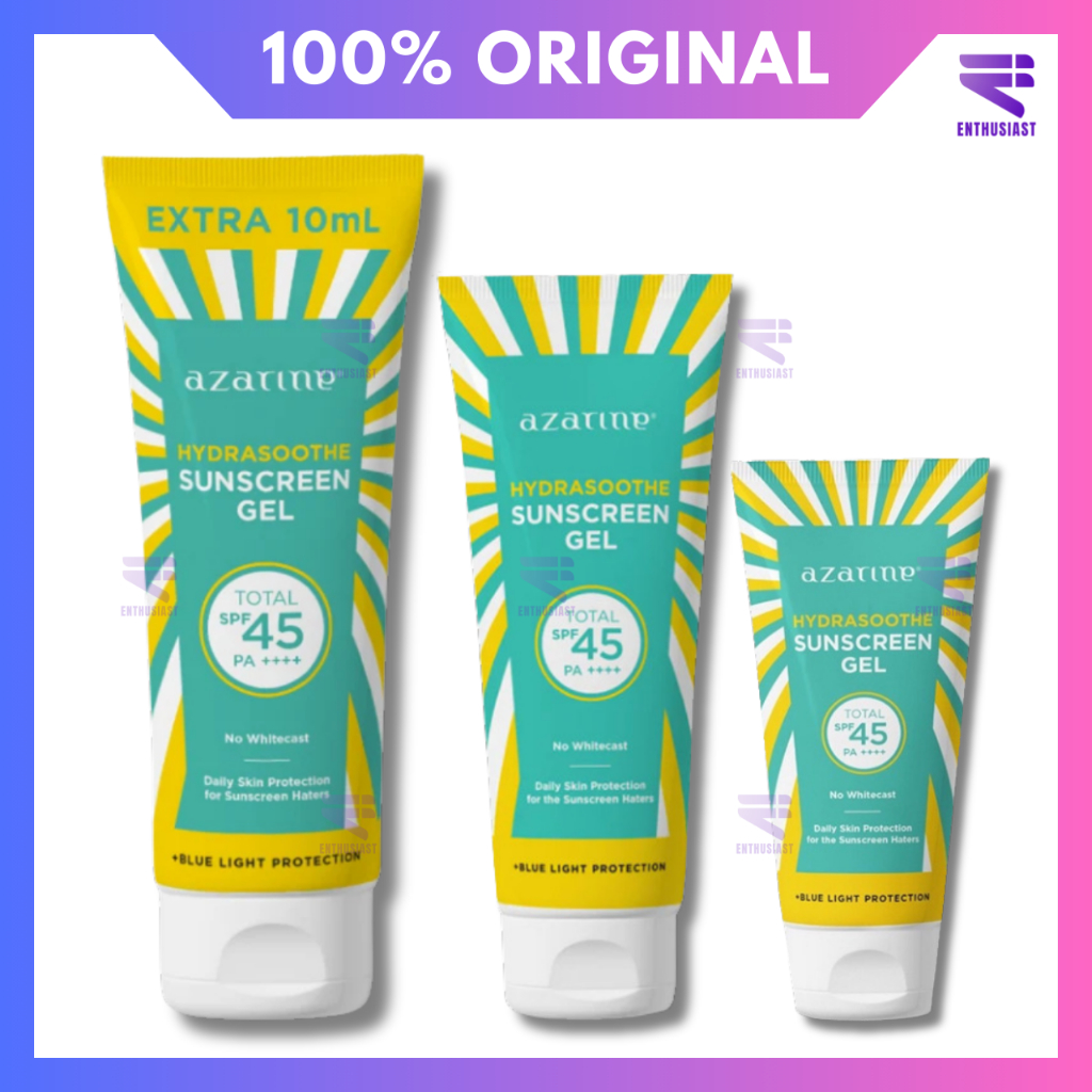 Jual Azarine Hydrasoothe Sunscreen Gel SPF45 PA++++ 110ml, 50ml & 30ml ...
