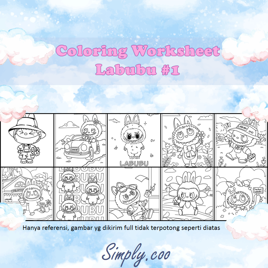 Jual WORKSHEET LEMBAR KERJA KERTAS mewarnai LABUBU coloring worksheet ...