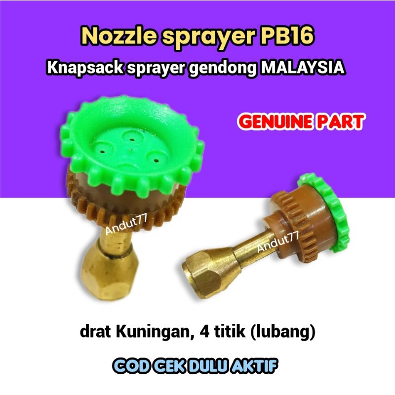 Jual Nozzle/nosel sprayer Malaysia PB16 semprot hama pompa manual - 4 lubang , drat kecil 10mm ...