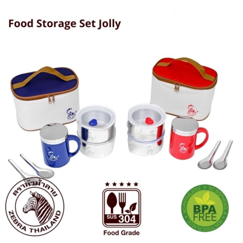 Jual Lunch Box + Cangkir Stainless ZEBRA 184156 / 184157 Food Storage ...