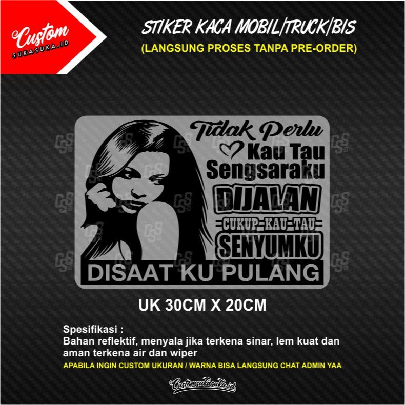Jual Stiker Kaca Truk Mobil Canter Pick up - Stiker Cutting Kata Kata Keren Gambar Wanita ...