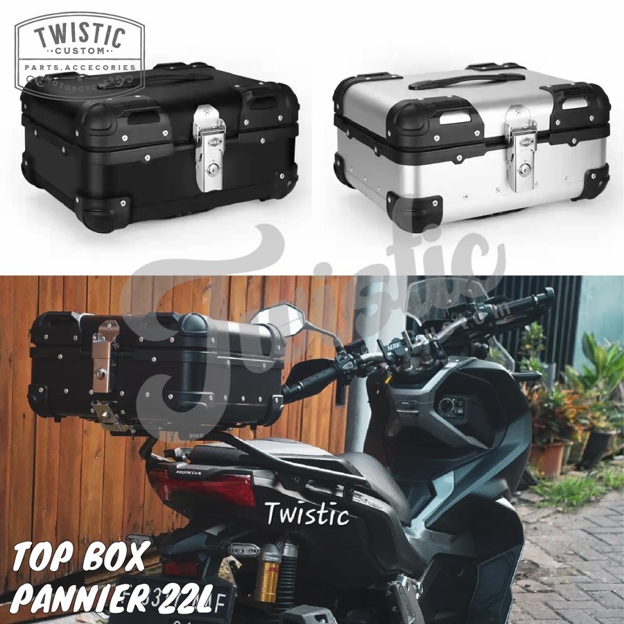 Jual Top Box Pannier Alumunium 22L 22 Liter NMAX ADV PCX XMAX Pazzio ...