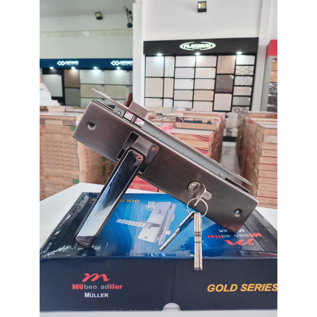 Jual SLOT/ SELOT PINTU HANDLE MULLER BESAR 978310 SN/CP CHROME | Shopee ...