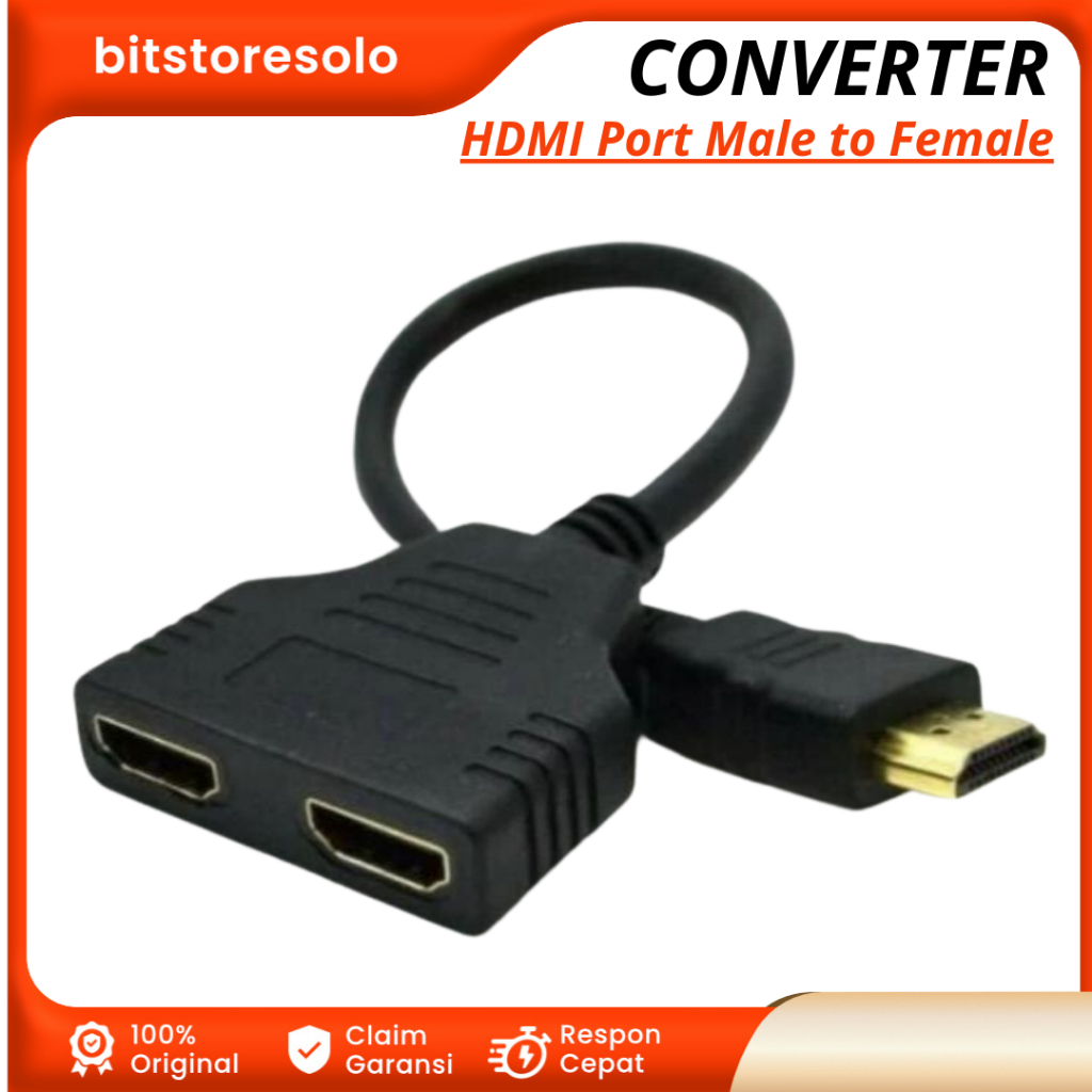 Jual HDMI Port Male to Female 1 Input 2 Output Splitter Cable Adapter ...