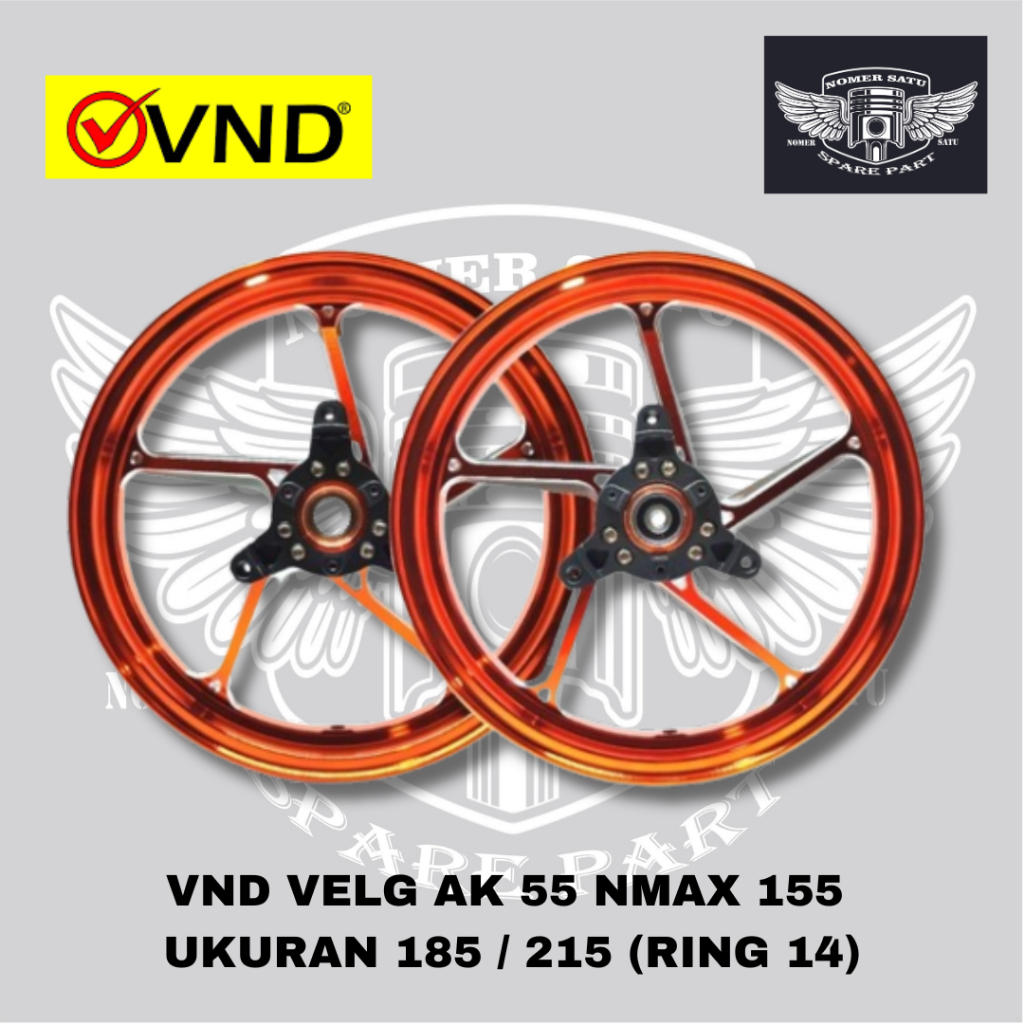 Jual VND VELG RACING AK 55 NMAX 155 OLD SET DEPAN BELAKANG UKURAN 185 / 215 RING 14 ORIGINAL VND ...