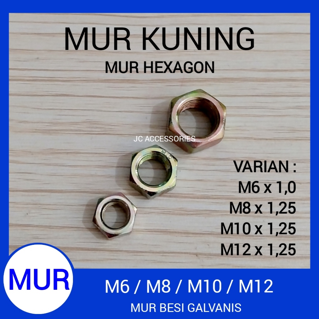 Jual [ 1 PACK = 50 PCS ] MUR M6 KUNING MUR M8 KUNING MUR M10 KUNING MUR ...