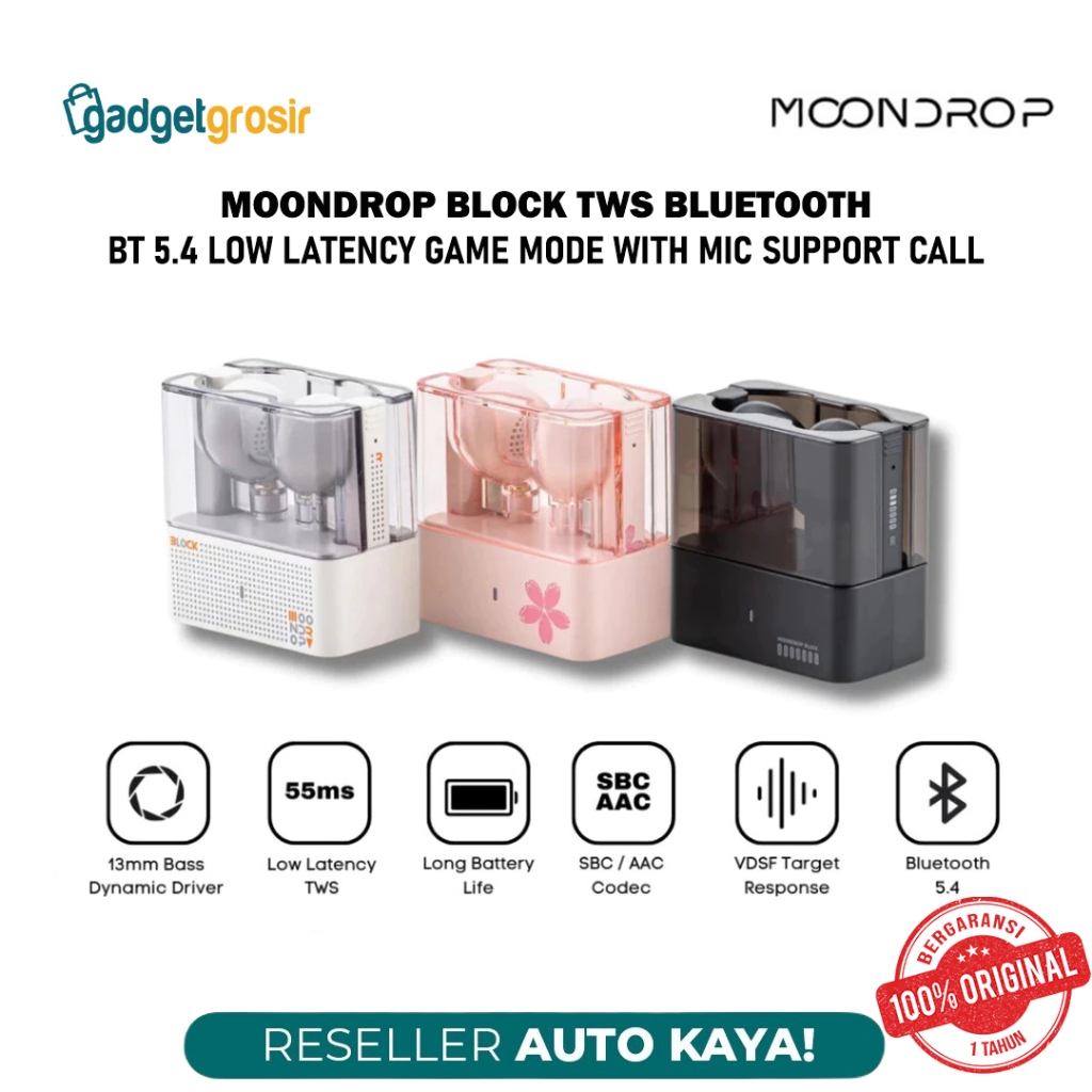 Jual Moondrop Block TWS Bluetooth True Wireless Earphone Flat-head ...